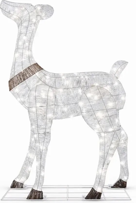 3D LED svítící laň, 150 cm, ledově bílá s Flash, 140 LED, IP44, venkovní
