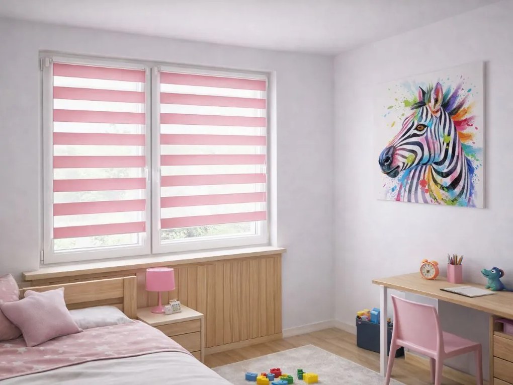ZEBRA-SHOP Roleta DEN A NOC / MINI / STANDARD / růžová / BH 10 Barva mechanizmu: šedá, Výška: 220, Šířka: 118