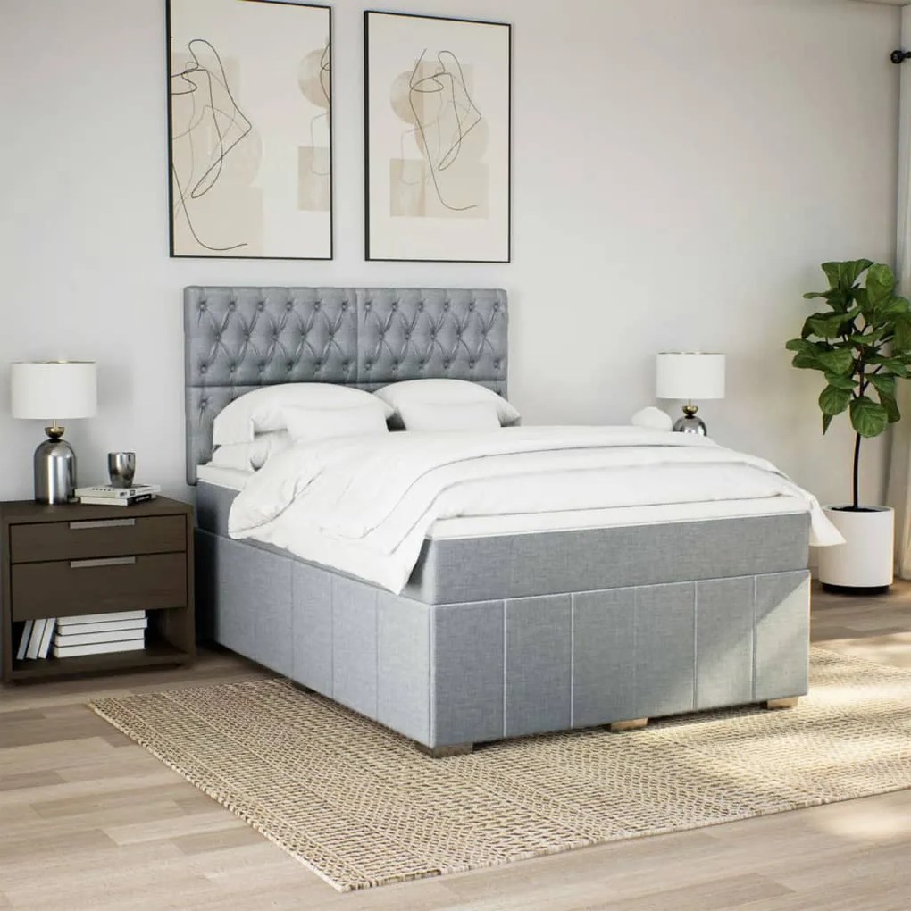 Box spring postel s matrací světle šedá 160 x 200 cm textil 3294026