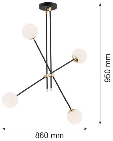 Argon 1696 - Lustr na tyči ABSTRACT 4xE14/7W/230V černá