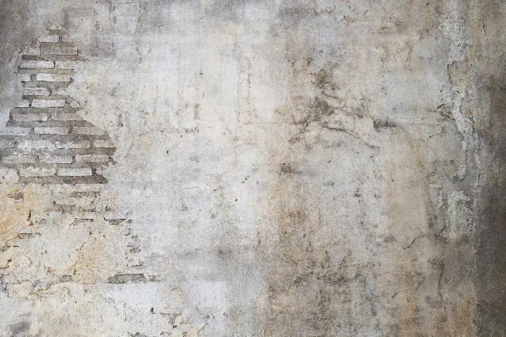 DIMEX | Samolepicí vliesová fototapeta na zeď Šedá zeď s prasklinami MA-5-2633 | 375 x 250 cm | hnědá, šedá