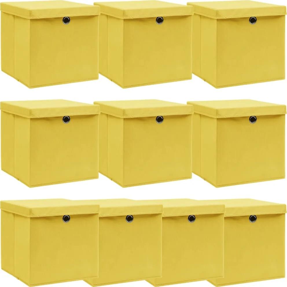 vidaXL Úložné boxy s víky 10 ks bledě modré 32 x 32 x 32 cm textil [288352] Barva: žlutá s víky