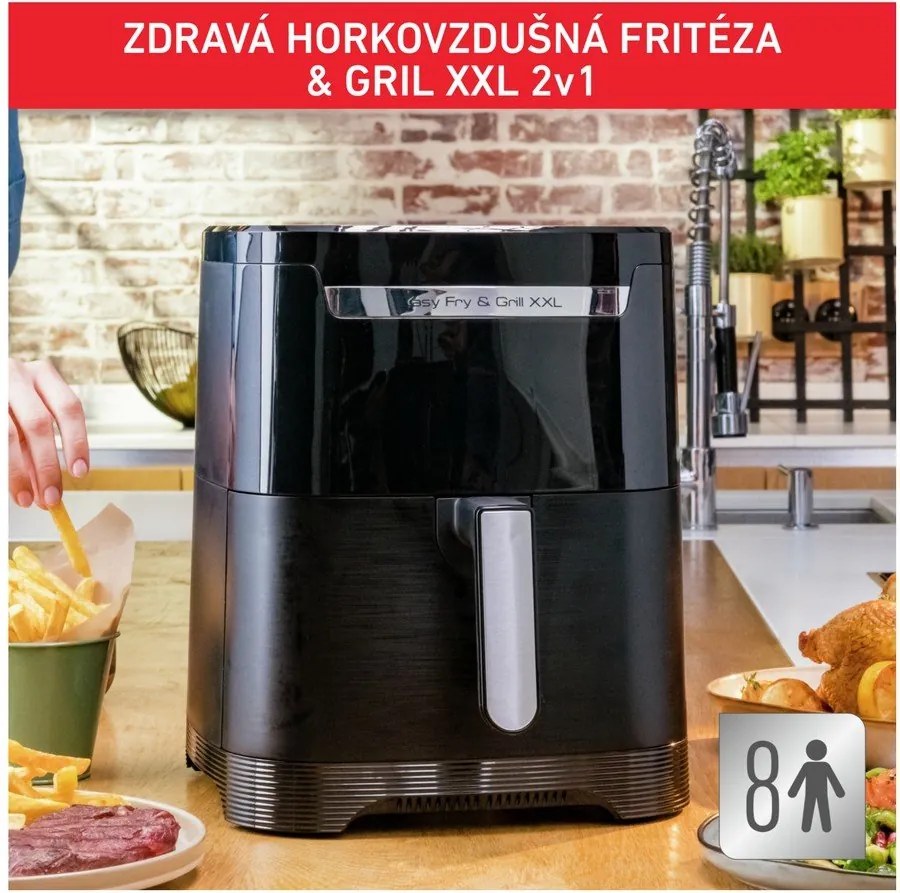 Černá horkovzdušná fritéza Easy Fry & Grill XXL EY801815 – Tefal