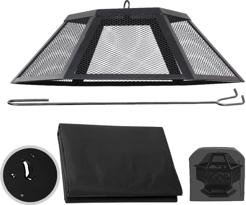 Zahradní ohniště Hexa 70 cm černé