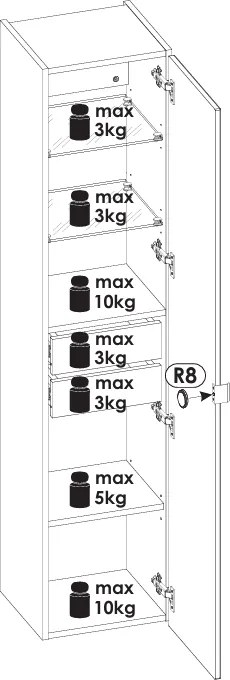 Vysoká koupelnová skříňka Santa Fe 80-01-A-1D2S černá