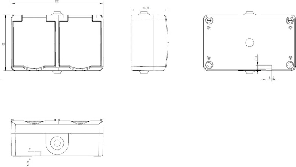 Solight dvojzásuvka do vlhka IP54, šedá