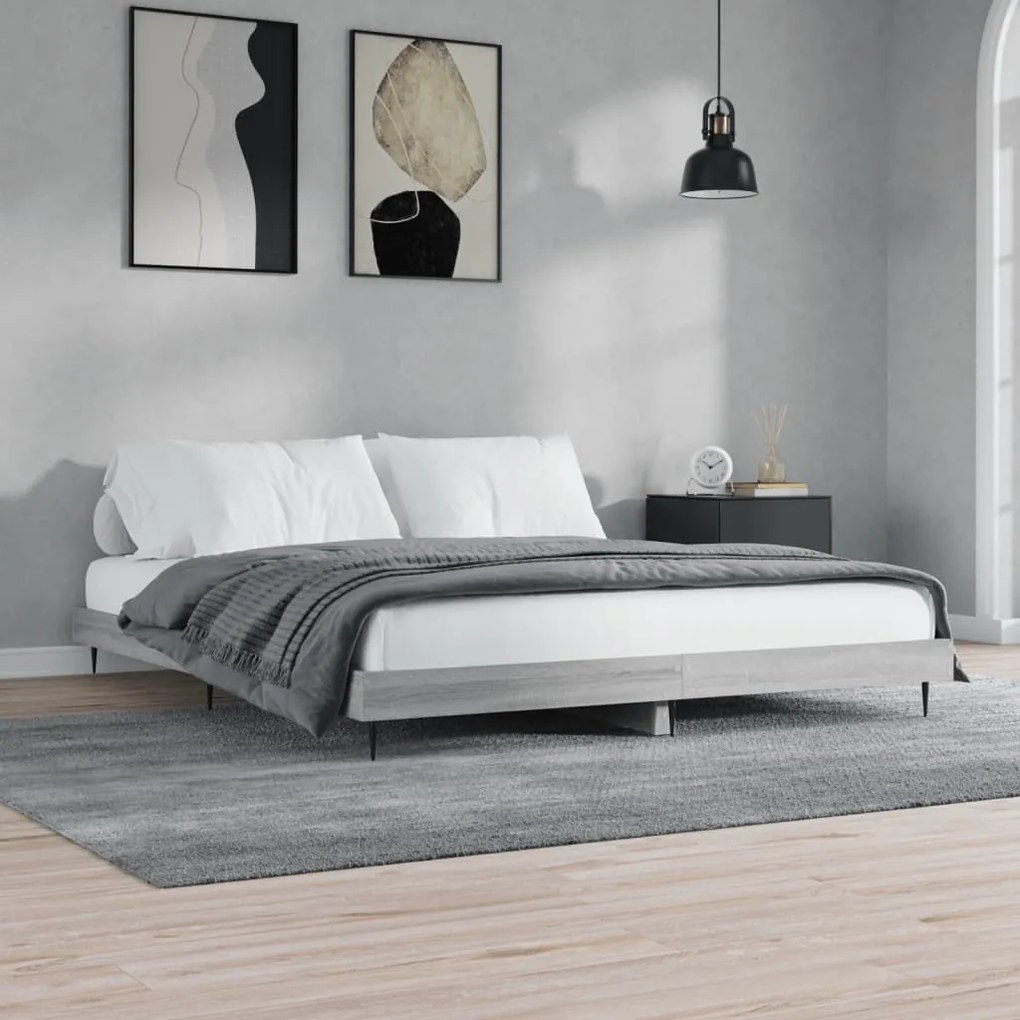 Rám postele šedý sonoma 180 x 200 cm kompozitní dřevo - Default Title