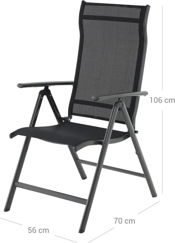 Zahradní židle RIVIERA, set 2 ks, černá SongmicsHome