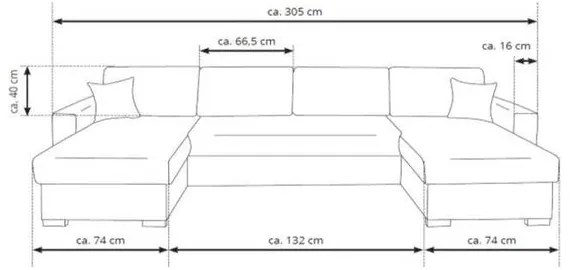 Sedací souprava do U rozkládací Rocca standard uni roh šedá