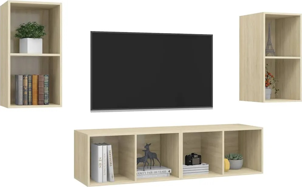 Nástěnné TV skříňky 4 ks dub sonoma kompozitní dřevo 3079874
