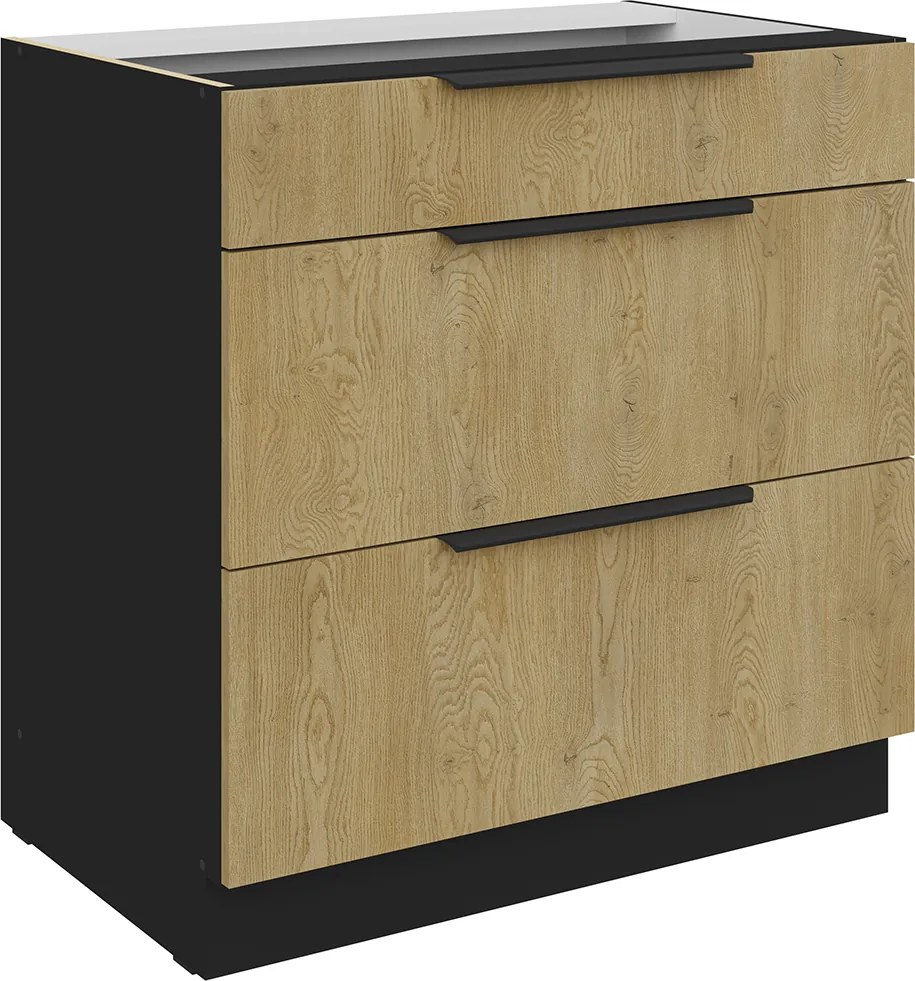 CREMONA cc | dolní skříňka 80 D 3S zásuvková | 80 cm | PREMIUM BOX | černá/cremona
