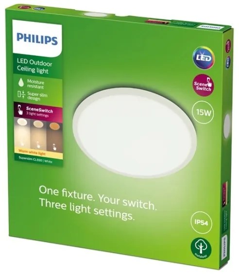 Philips - LED Stmívatelné venkovní svítidlo SUPERSLIM LED/15W/230V IP54 bílá