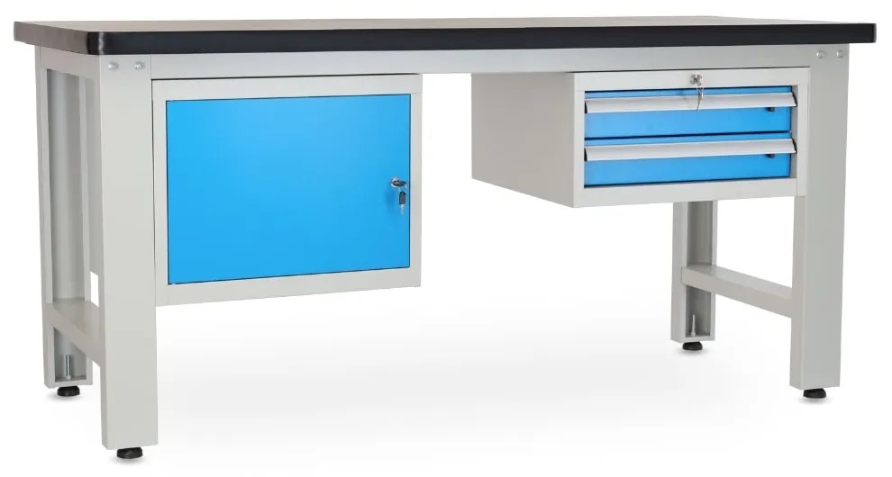 Dílenský stůl Solid MDF-12, 180 cm, 2 závěsné boxy, černá