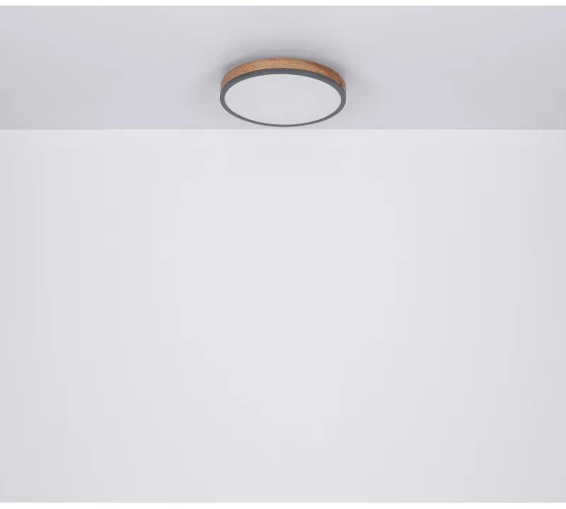 GLOBO Přisazené stropní LED osvětlení DORO, 24W, teplá bílá, kulaté, černá/hnědá 416080WD2R