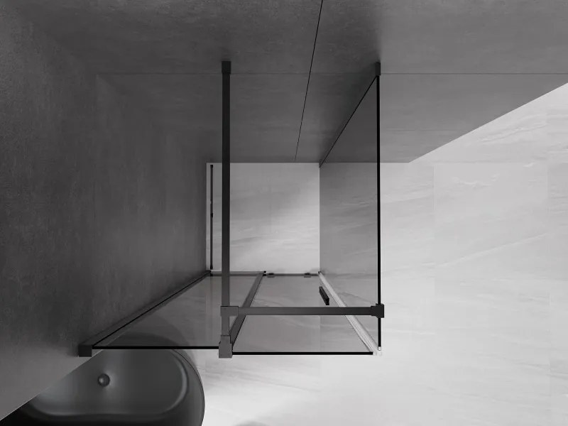 Mexen Velar, sprchový kout s posuvnými dveřmi 100 x 100 cm, 8mm šedé sklo, černá matná, 871-100-100-41-70