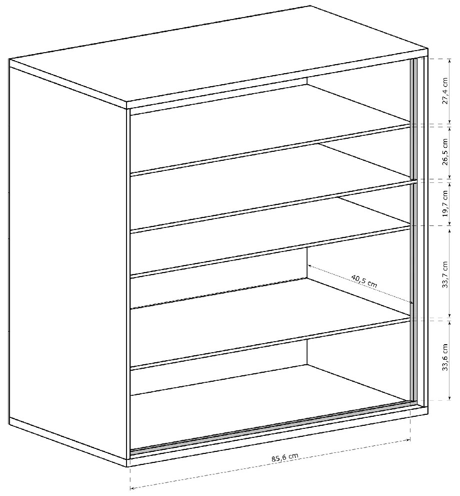 Mediolan - vitrína M5 + KOVOVÉ NOŽIČKY - natural hikora + dekorační deska