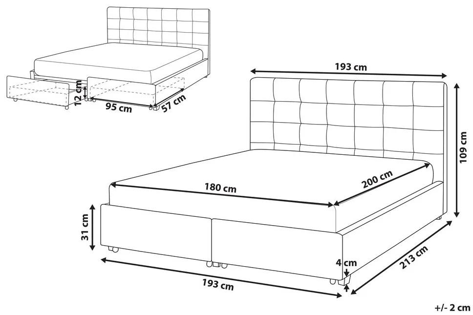 Čalouněná postel s úložným prostorem 180 x 200 cm hnědá LA ROCHELLE Beliani