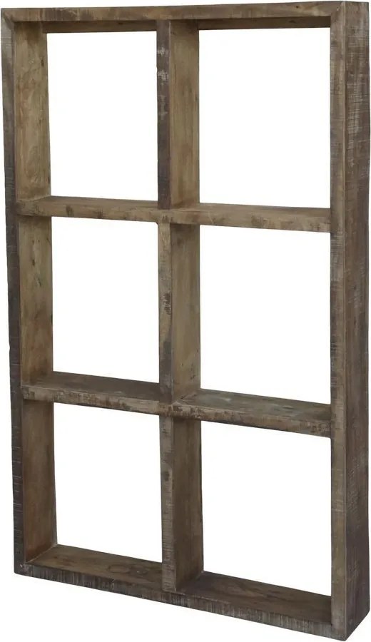 Hnědý antik nástěnný dřevěný regál Grimaud Unit - 94*19*152 cm