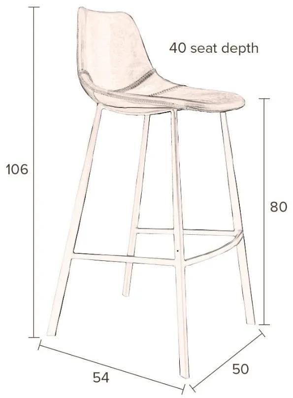Šedá sametová barová židle DUTCHBONE Franky 80 cm