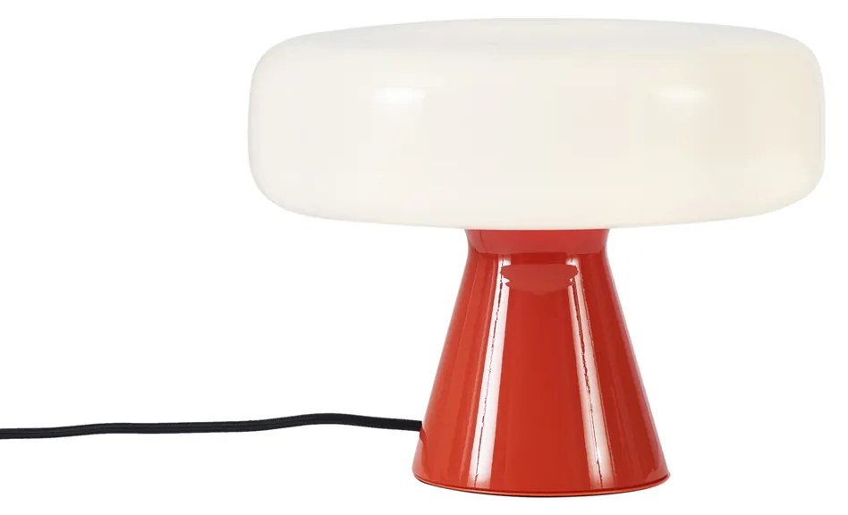 Retro stolní lampa červená s bílou - Knob Biano.cz