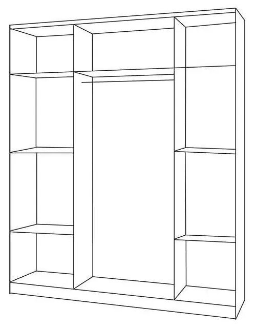 Třídveřová šatní skříň do dětského pokoje SVEN 1, úchytky - šířka 120 cm, fialová