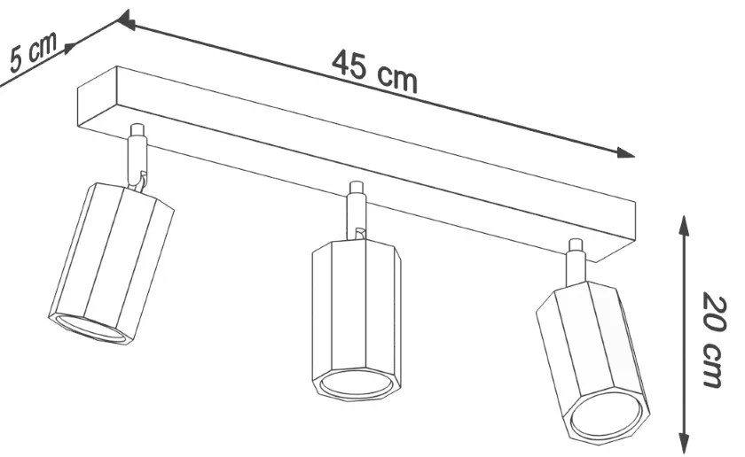 Bodové svítidlo Zeke, 3x dřevěné stínítko, (možnost polohování)
