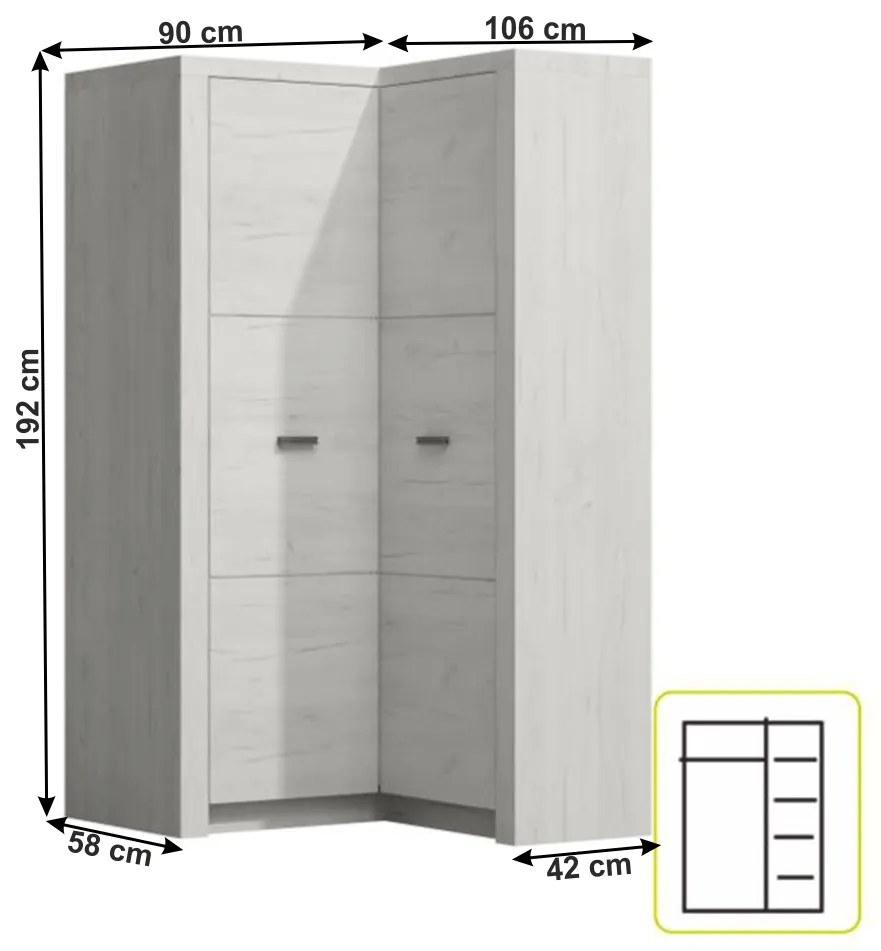 Kondela Rohová skříň 14, jasan bílý, INFINITY 14