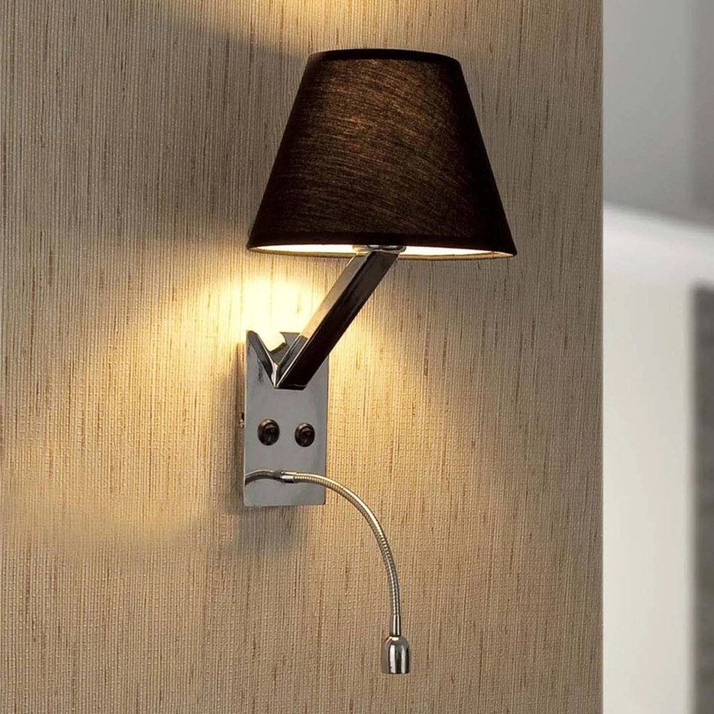 LED nástěnné světlo Moma-2 s lamp. Na čtení černé