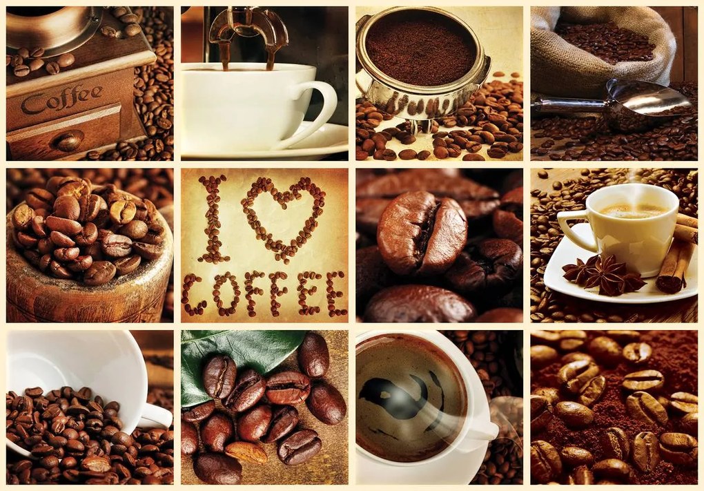 Fototapeta - I love coffee - koláž (152,5x104 cm)