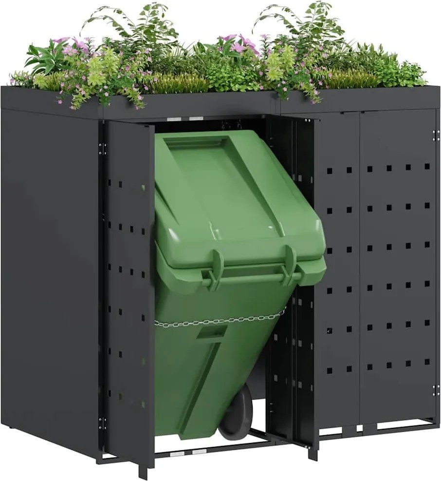 vidaXL Úložný box na 2 popelnice Antracit 136 x 77,5 x 121,5 cm [3394743]