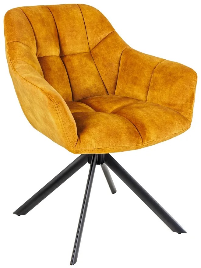 Designová otočná židle Vallerina hořčičný samet