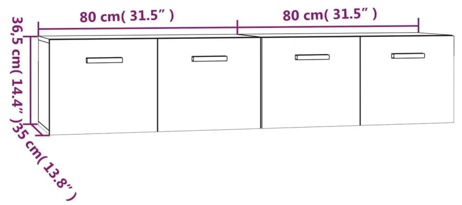 vidaXL Nástěnné skříňky 2 ks dub sonoma 80x35x36,5 cm kompozitní dřevo