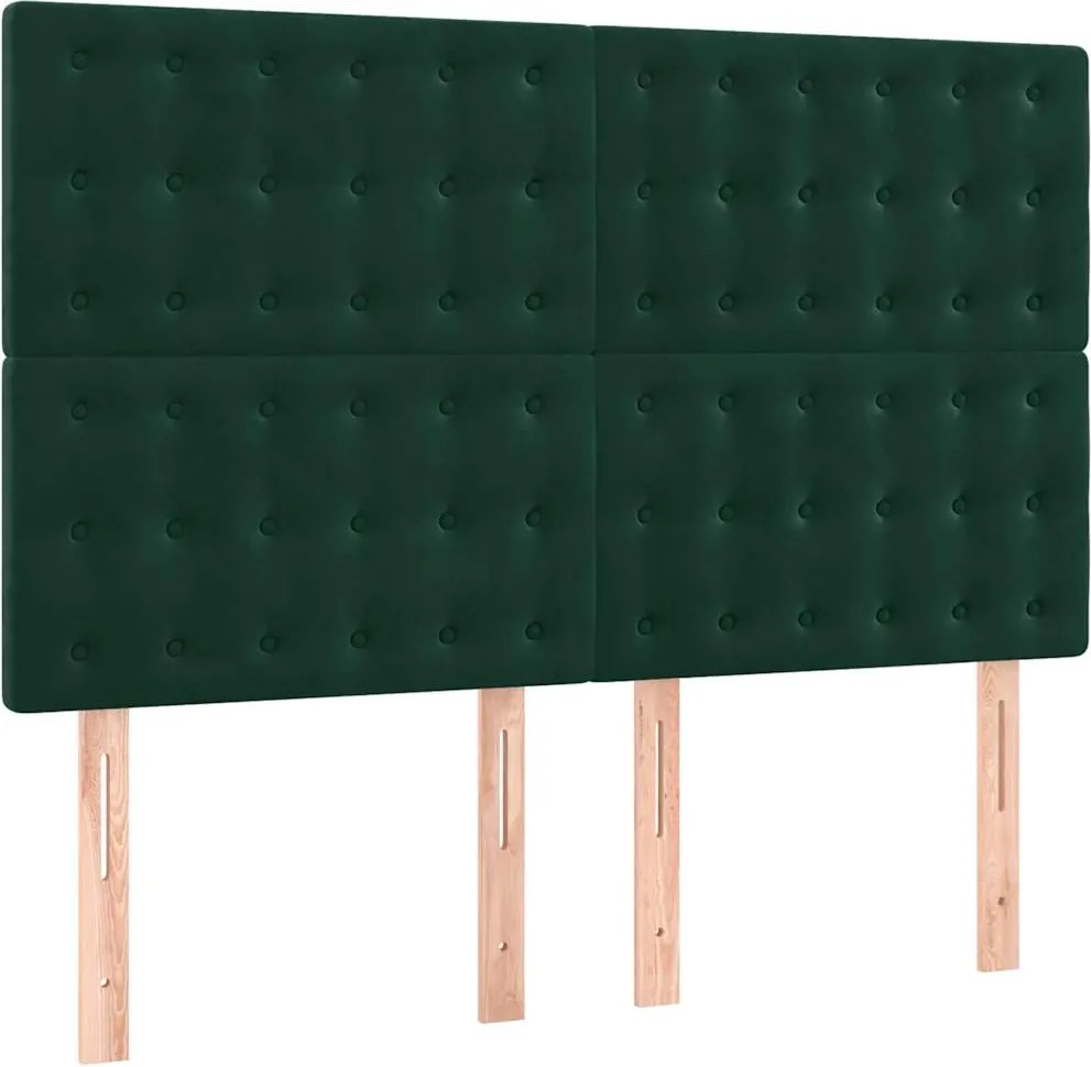 Čelo postele tmavě zelené 144x5x118/128 cm sametové 3116817