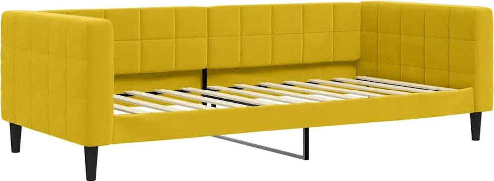Válenda s matrací žlutá 90 x 200 cm samet 3196672