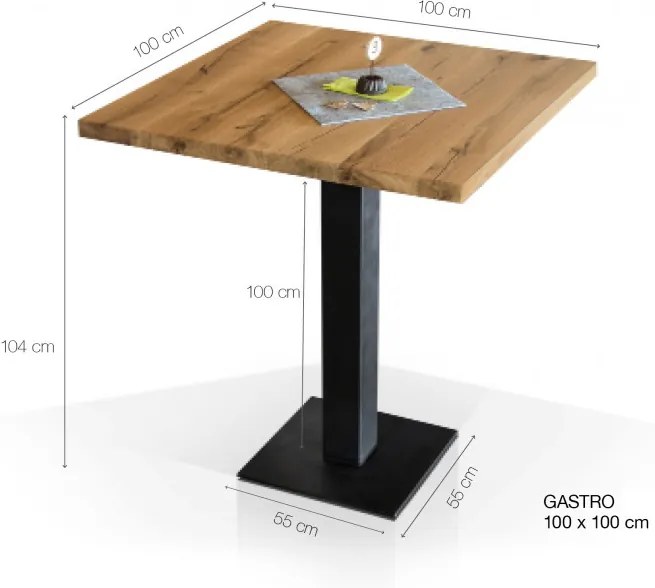 Barový stůl z masivu 100x100 Gastro