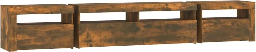 TV skříňka s LED osvětlením kouřový dub 240x35x40 cm 3152727