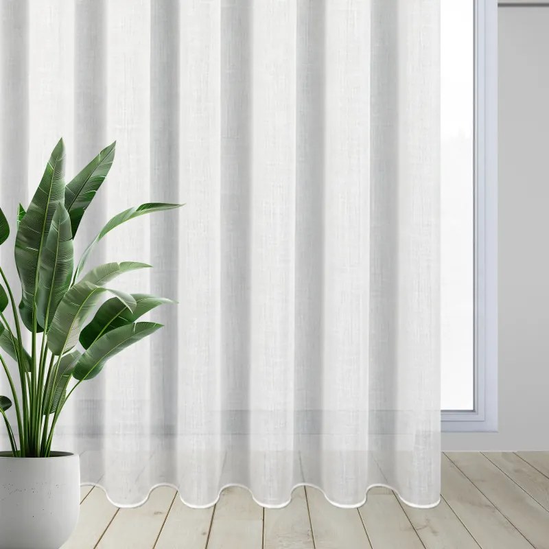 Voálová záclona s efektem lnu přírodní bílá Elegance s olůvkem metráž Ervi DP 345