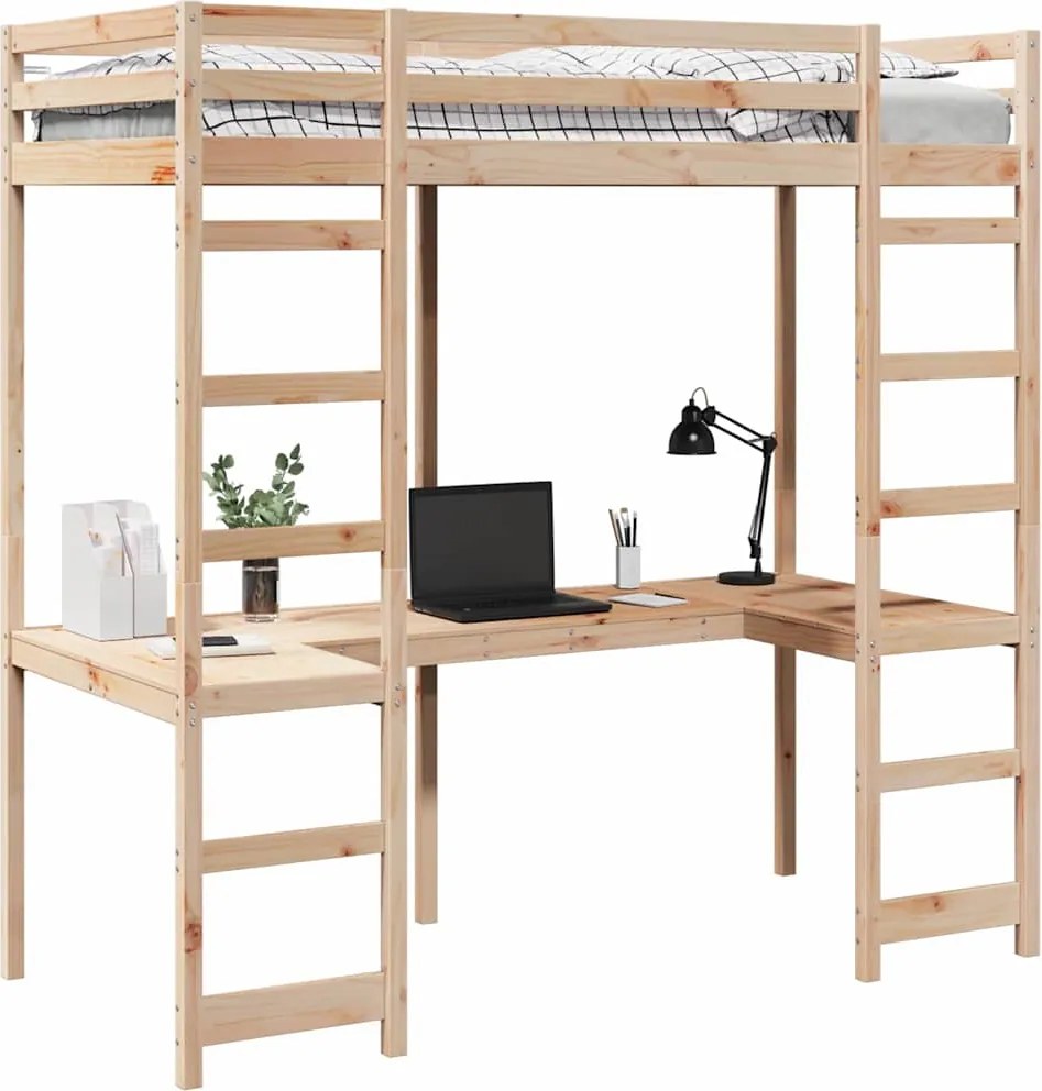 Rám postele loft Přírodní 90 x 200 cm Masivní borové dřevo 3414550
