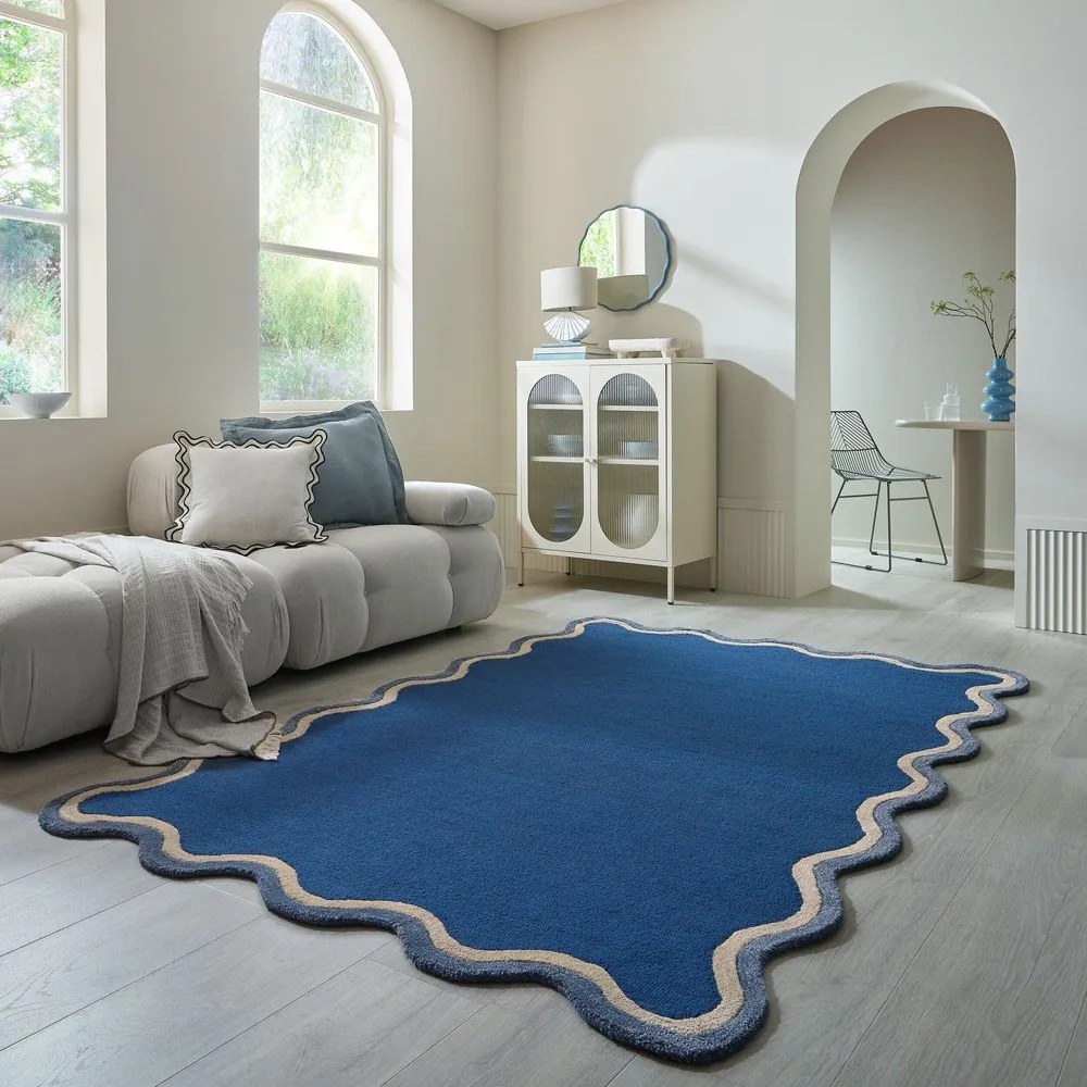 Tmavě modrý ručně tkaný koberec s příměsí vlny 200x290 cm Rivo Wool – Flair Rugs