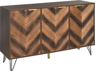 Aosom Komoda 120x38x76,5 cm s masivní dýhou, stabilními železnými nohami, vhodná pro moderní byty, v barvě dřeva a černé