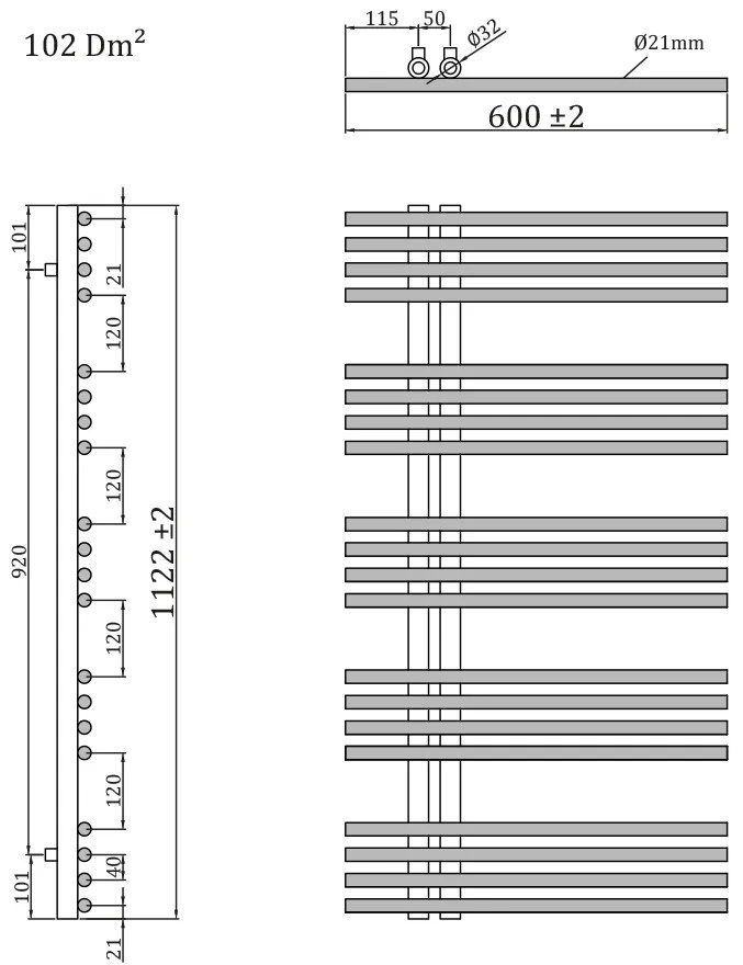 Sapho Nympha otopné těleso 600 x 1122 mm bílá 1805-16