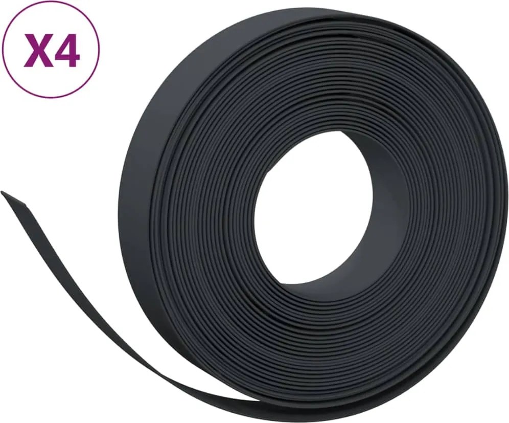 Travní lemy 4 ks černé 10 m 10 cm polyethylen 3155434