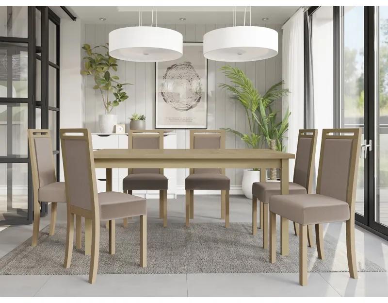 Rozkládací jídelní stůl se 6 židlemi AL03, Barva dřeva: sonoma-L, Potah: Zetta 297