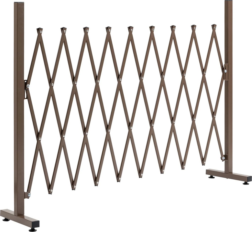 Outsunny Sklopná a Roztahovací Bezpečnostní Brána 250D x 31Š x 104V cm Hliník Metal Čokoládová | Aosom