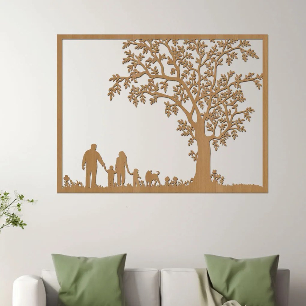 dřevo života Dřevěný strom na zeď RODINA Zvolte rozměr (cm): 80x64, Zvolte barvu dekoru: Černá