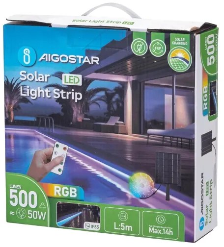 Aigostar - LED RGB Stmívatelný solární pásek LED/5W/3,2V 5+2m IP65 + DO