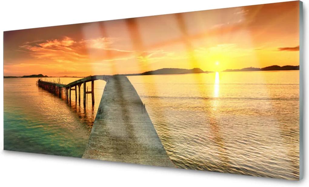 Skleněný obraz Moře Slunce Most Krajina