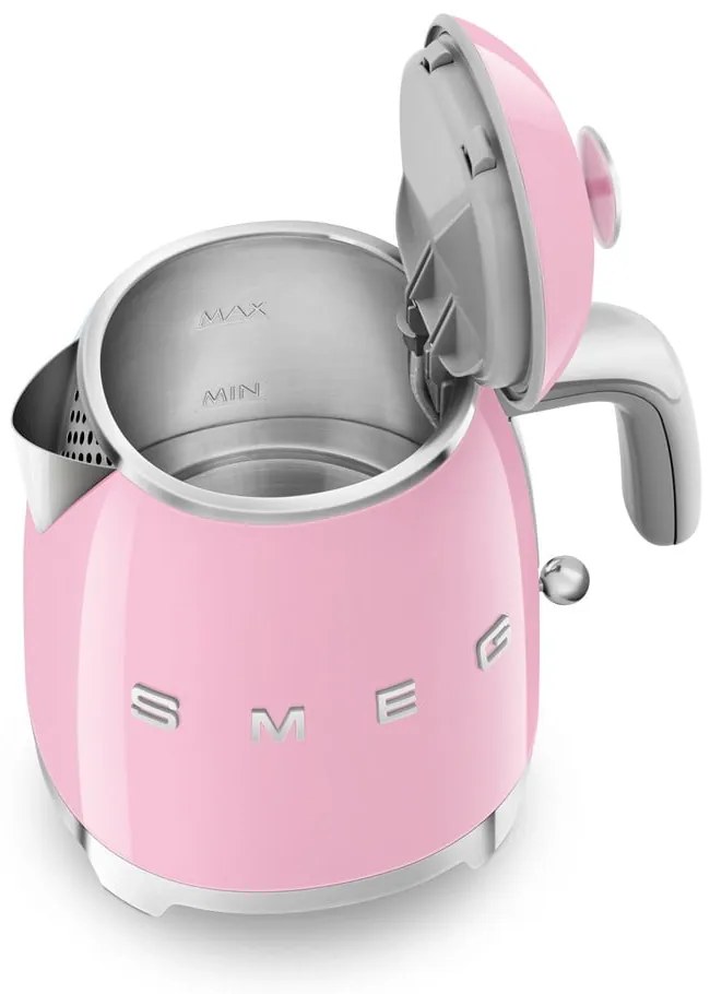 Růžová rychlovarná konvice z nerezové oceli 800 ml Retro Style – SMEG