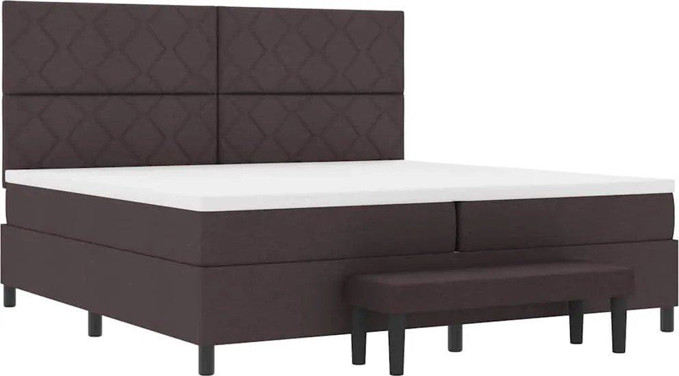 Postel s boxspringem s čelo Tmavě hnědá 200 x 200 cm textil 3344173