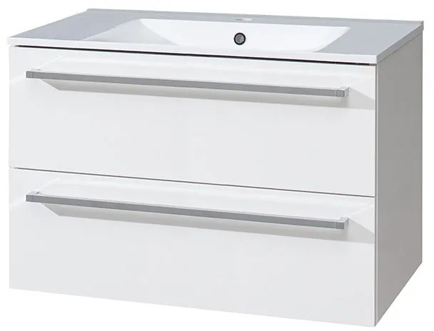 Mereo Mereo, Bino, koupelnová skříňka s keramickým umyvadlem 81 cm, bílá, dub, CN661